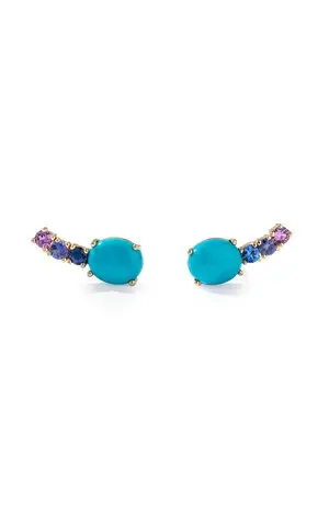JULIA CHAFE 14k Yellow Gold Turquoise Twilight Ear Climbers - Blue