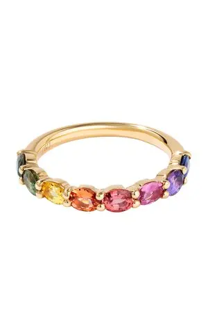 JULIA CHAFE 14k Yellow Gold Oval Rainbow Sapphire Half Band Ring - Multi