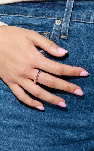 JULIA CHAFE 14k Yellow Gold Oval Rainbow Sapphire Half Band Ring