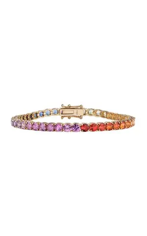JULIA CHAFE 14k Yellow Gold Rainbow Sapphire Tennis Bracelet - Multi