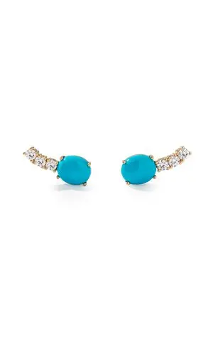 JULIA CHAFE 14k Yellow Gold Turquoise Diamond Ear Climbers - Blue