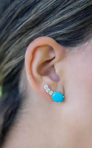 JULIA CHAFE 14k Yellow Gold Turquoise And Diamond Ear Climbers