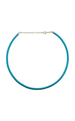 JULIA CHAFE 14k Yellow Gold Turquoise Leather Cord Necklace - Blue