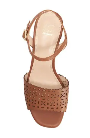 Dune London Josephina Laser-cut Leather Block Heel Sandals - Tan