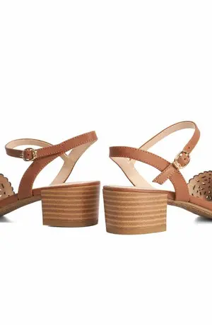 Dune London Josephina Laser-cut Leather Block Heel Sandals - Tan