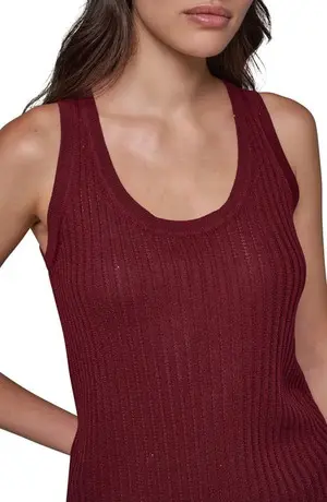 Donna Karan New York Ribbed Sweater Tank - Black Cherry
