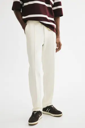 H&M Regular-fit Interlock Crease-front Joggers - Cream