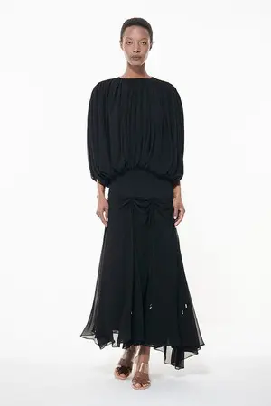 LEEM Smocked Waist Skirt - Black