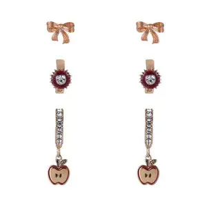 HALLMARK Gold-tone Enamel Apple, Bow, And Sunflower Earring Set