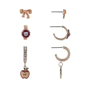 HALLMARK Gold-tone Enamel Apple, Bow, And Sunflower Earring Set