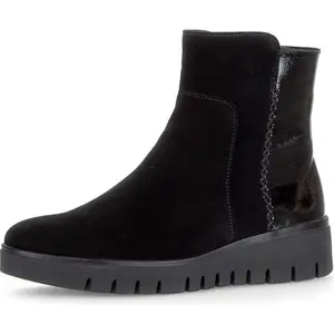 Gabor Sally Leather Wedge Bootie - Black