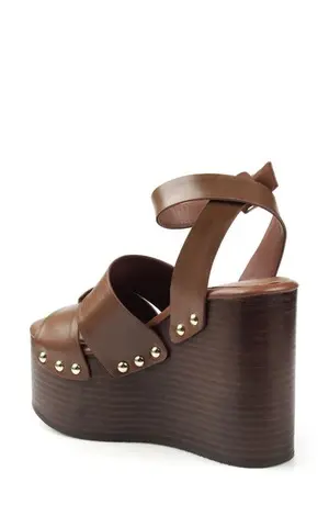 CANDIE'S Savoyy Faux Leather Wedge Sandal With Stud Detailing