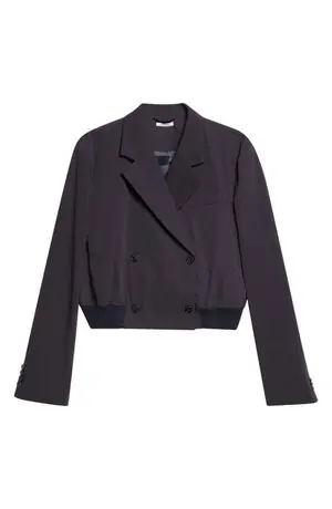 JW Anderson Cropped Double-breasted Cotton Blazer - Navy