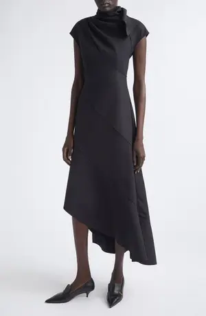 Proenza Schouler Elodine Asymmetric Tropical Wool Blend Dress