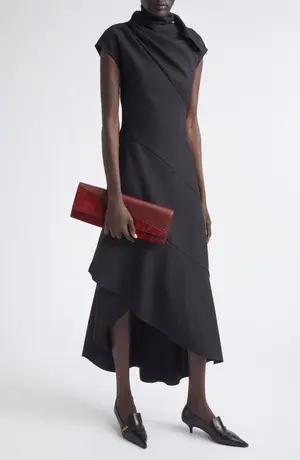 Proenza Schouler Elodine Asymmetric Tropical Wool Blend Dress