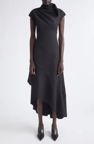 Proenza Schouler Elodine Asymmetric Tropical Wool Blend Dress