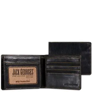 JACK GEORGES Voyager Bifold Wallet With Id Flap - Black