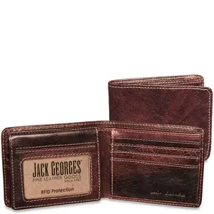 JACK GEORGES Voyager Bifold Wallet With Id Flap - Brown