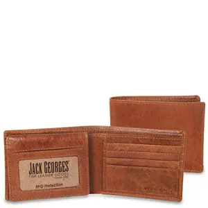 JACK GEORGES Voyager Bifold Wallet With Id Flap - Honey