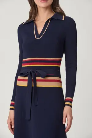 Shoshanna Multicolor Stripe Knit Midi Dress