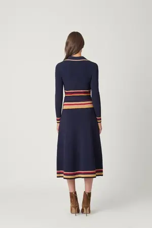 Shoshanna Multicolor Stripe Knit Midi Dress