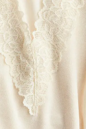 H&M Sleeveless Lace-trimmed Maxi Dress With Tie Belt
