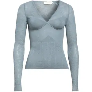 Zimmermann Wool Blend Pointelle Lace V-neck Sweater - Airforce