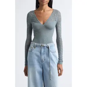 Zimmermann Wool Blend Pointelle Lace Sweater - Airforce