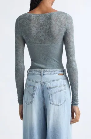 Zimmermann Wool Blend Pointelle Lace V-neck Sweater - Airforce