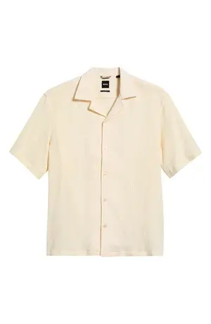 BOSS Lars Relaxed Fit Seersucker Camp Shirt