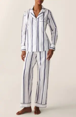 PETITE PLUME Cotton Poplin Pajamas - Navy