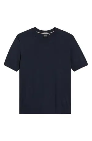 BOSS Virgin Wool Fine Knit Short Sleeve Sweater