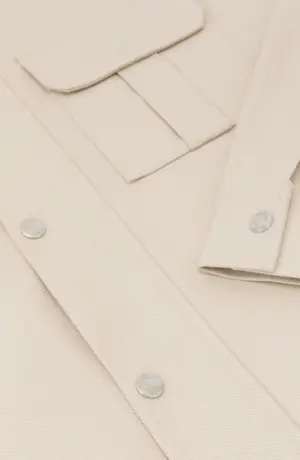 REISS Cotton & Lyocell Spread Collar Shirt Jacket - Stone