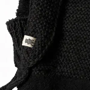 NIRVANNA DESIGNS Lambswool Seed-stitch Hood With Chin Ties - Black