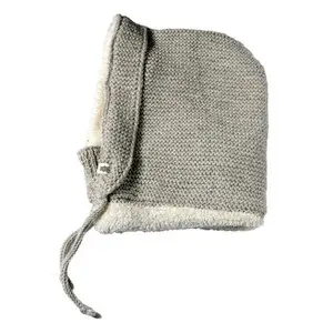 NIRVANNA DESIGNS Lambswool Seed-stitch Hood With Chin Ties - Black