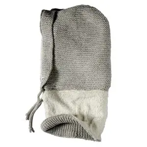 NIRVANNA DESIGNS Lambswool Seed-stitch Hood With Chin Ties - Black