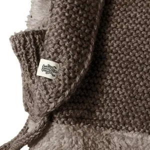 NIRVANNA DESIGNS Lambswool Seed-stitch Hood With Chin Ties - Tweed
