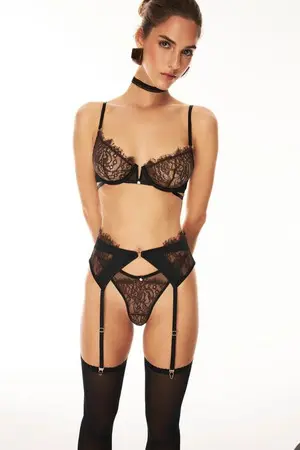 HOUSE OF SILK Gloria Garter Belt - Brown