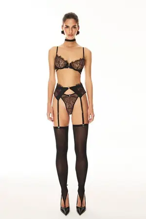 HOUSE OF SILK Gloria Garter Belt - Brown