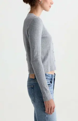 Ag Agden Cotton Pointelle Cardigan - Heather Grey