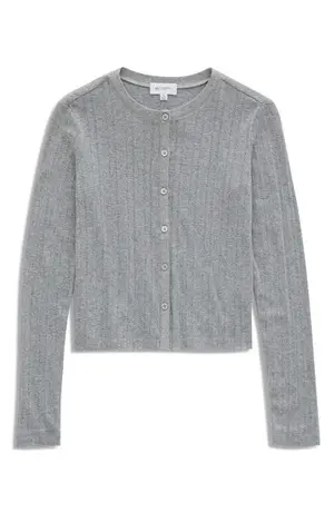 Ag Agden Cotton Pointelle Cardigan - Heather Grey