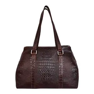 JACK GEORGES Hornback Croco Satchel Handbag - Brown
