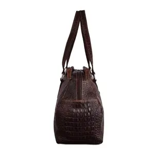 JACK GEORGES Hornback Croco Satchel Handbag - Brown