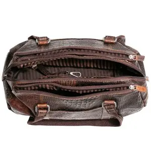 JACK GEORGES Hornback Croco Satchel Handbag - Brown