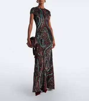 Etro Paisley Velvet Devoré Gown