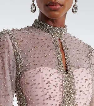 Costarellos Belina Embellished Tulle Gown