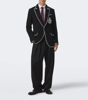 Dolce & Gabbana Dg Embellished Wool-blend Tweed Blazer