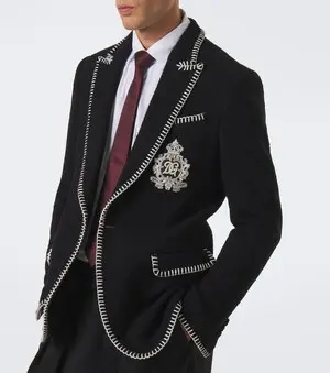 Dolce & Gabbana Dg Embellished Wool-blend Tweed Blazer
