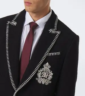 Dolce & Gabbana Dg Embellished Wool-blend Tweed Blazer