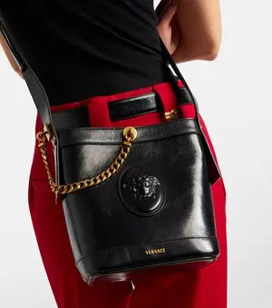 Versace Medusa Mini Leather Bucket Bag